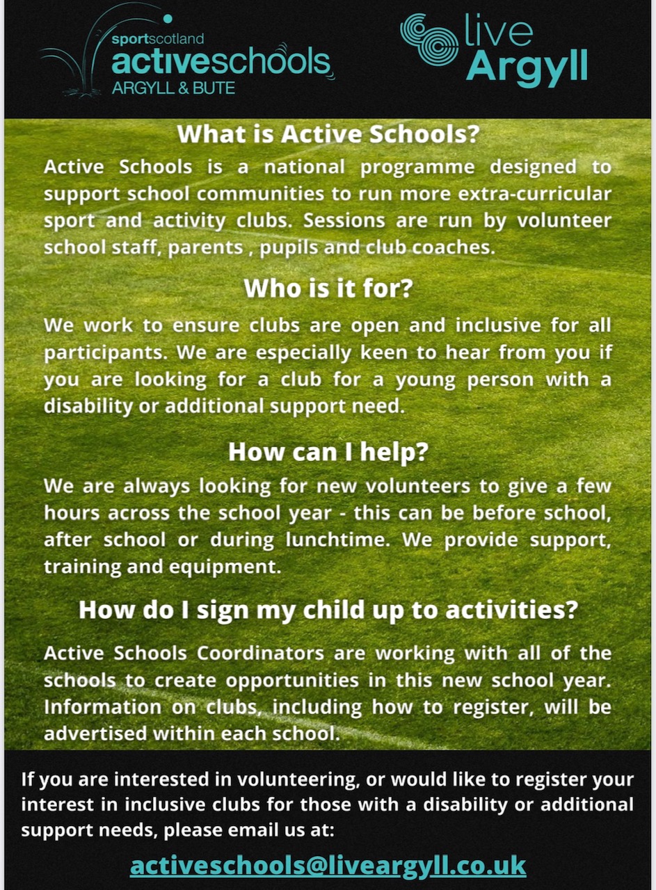Active Schools Information – Carradale Primary School